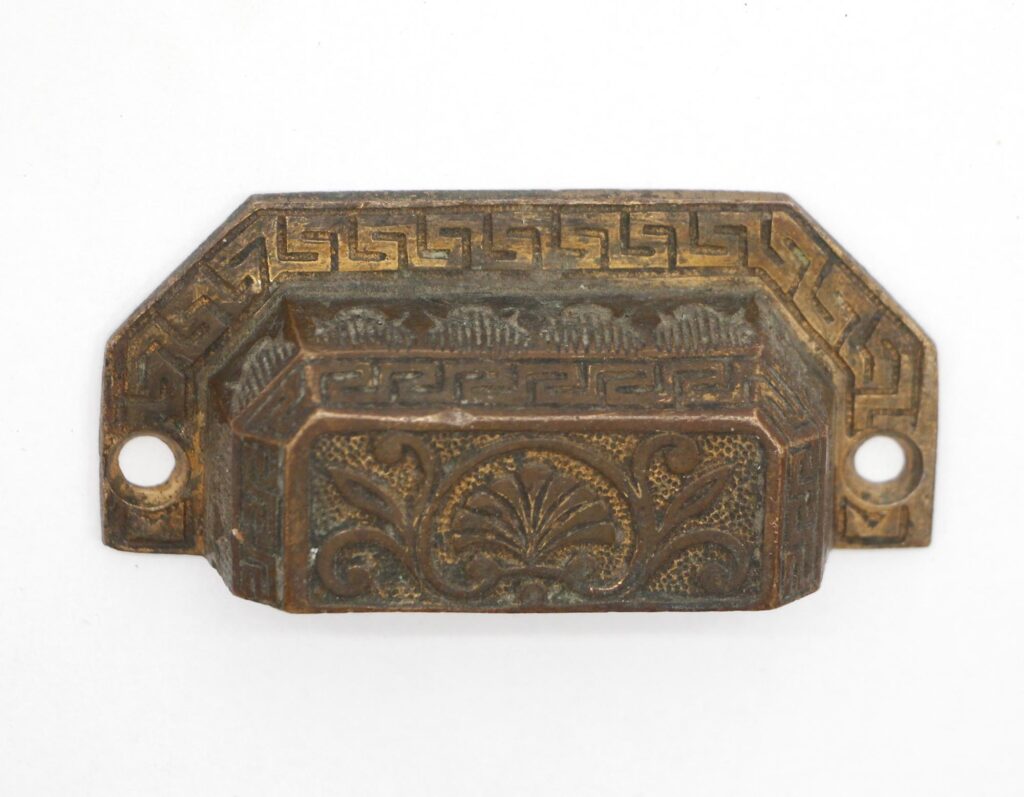 Antique 3 in. Victorian Greek Key Bronze Bin Pull | Olde Good Things