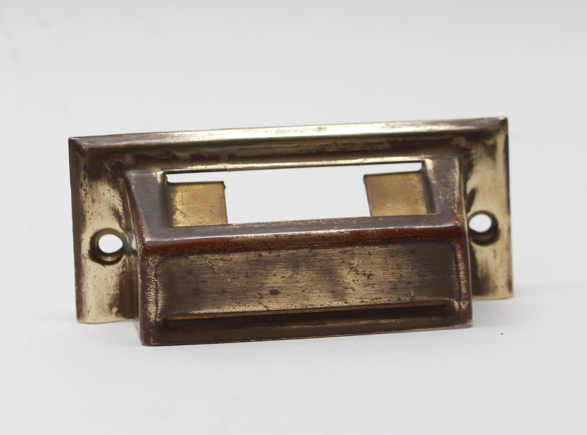 Vintage 3.5 in. Classic Brass Bin Pull with Label Slot | Olde Good Things