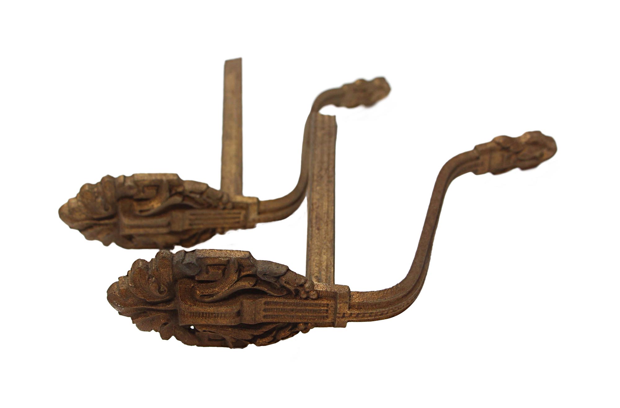 Pair of French Regency Brass Curtain Tie Back Brackets | Olde Good Things