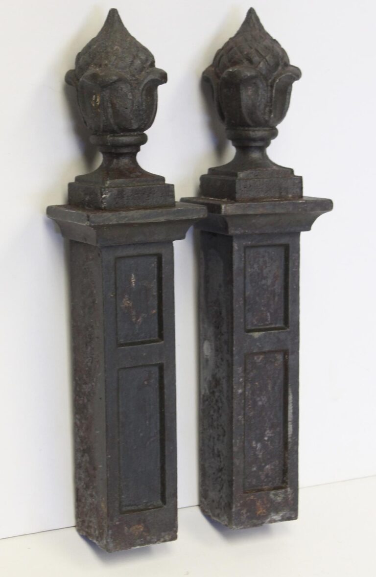Pair of Antique 1900s Cast Iron Finials | Olde Good Things