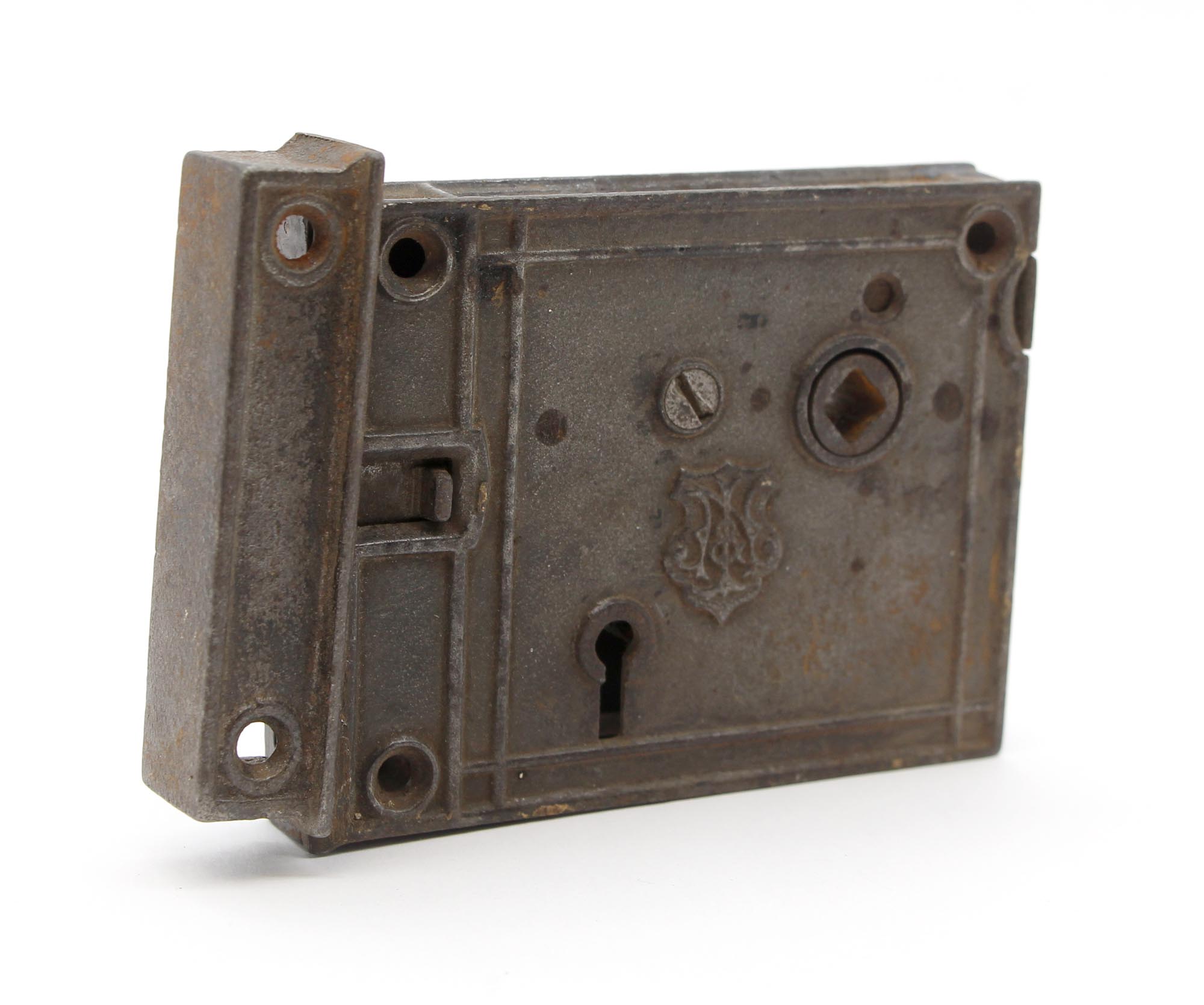 Antique Black Cast Iron Rim Door Lock | Olde Good Things