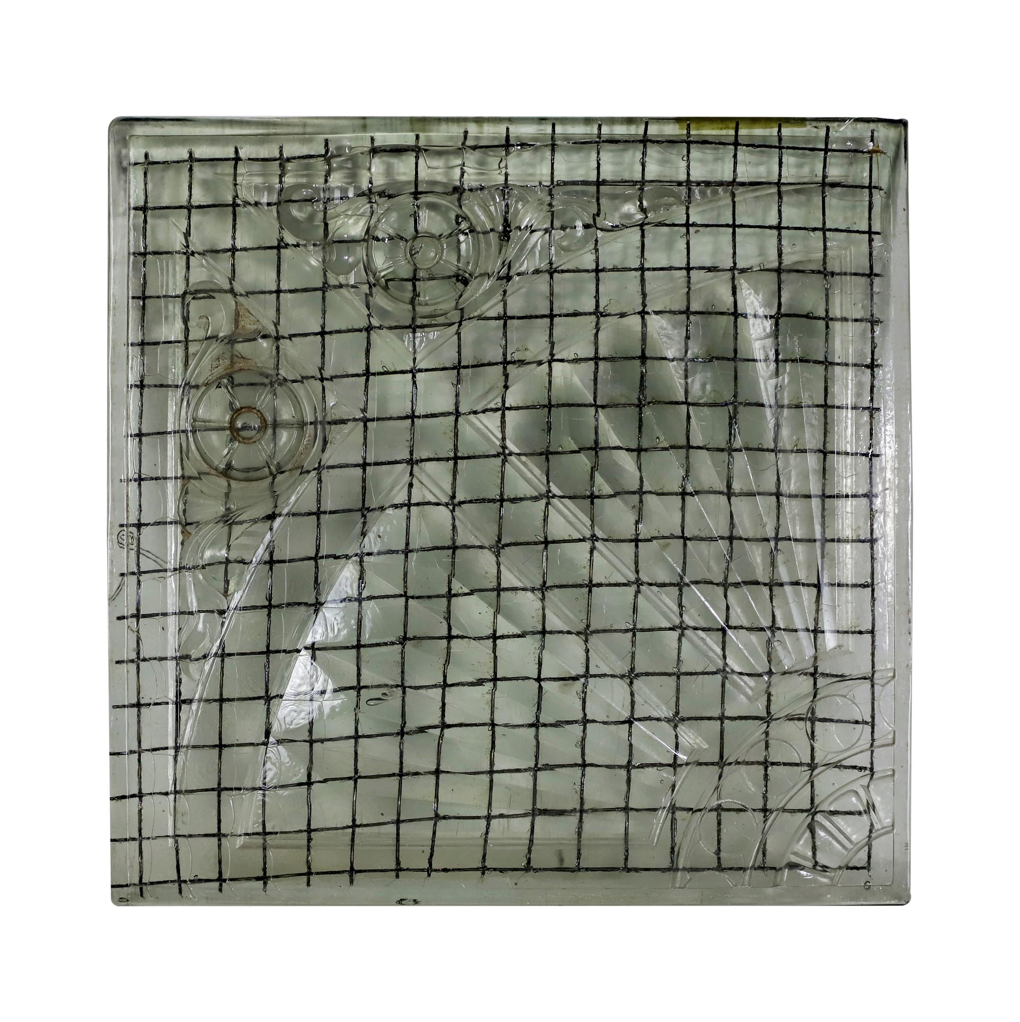 Reclaimed Square 2 ft. Wired Corner Relief Glass Block | Olde Good Things