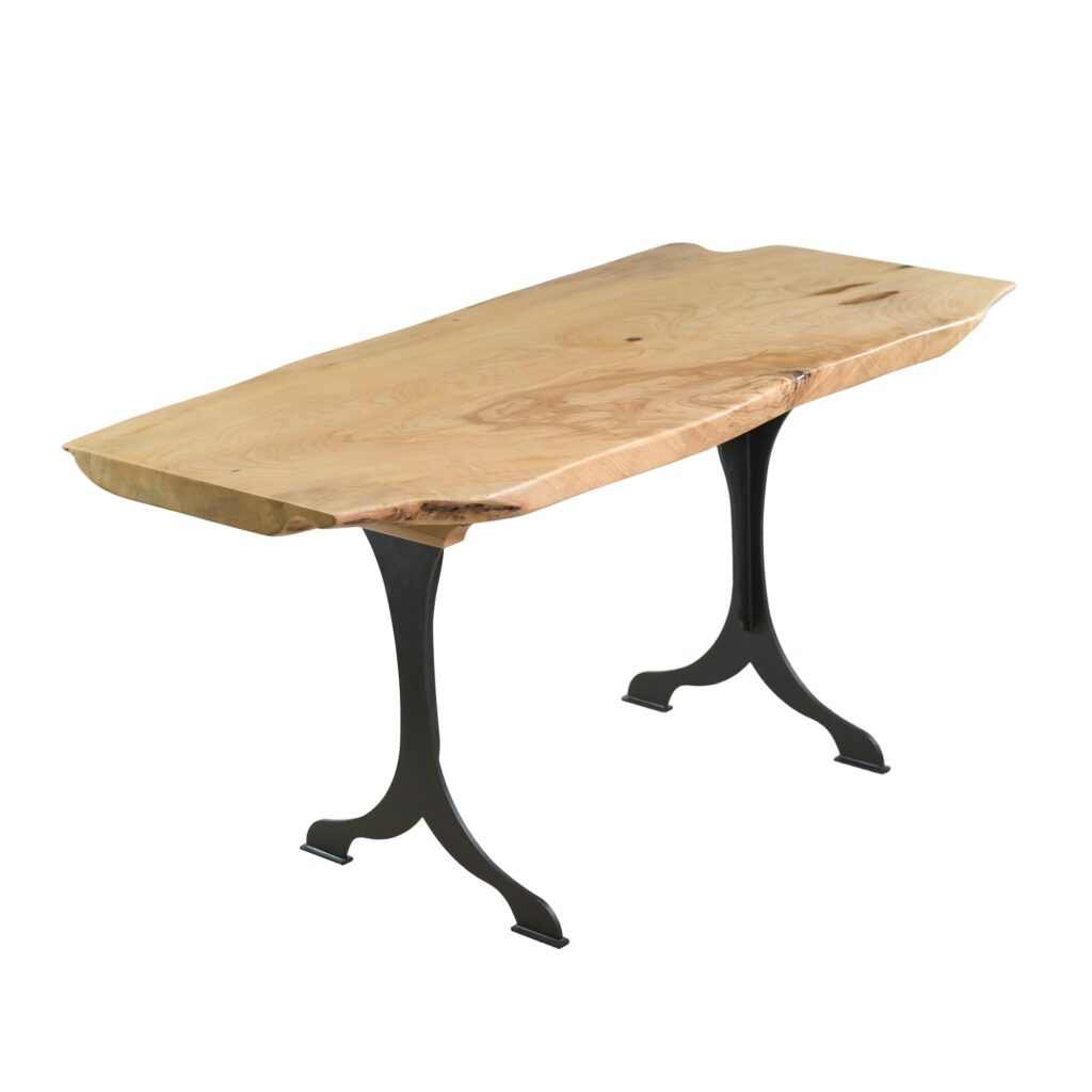 Handcrafted 5 ft. Live Edge Maple Black Wishbone Legs Dining Table ...