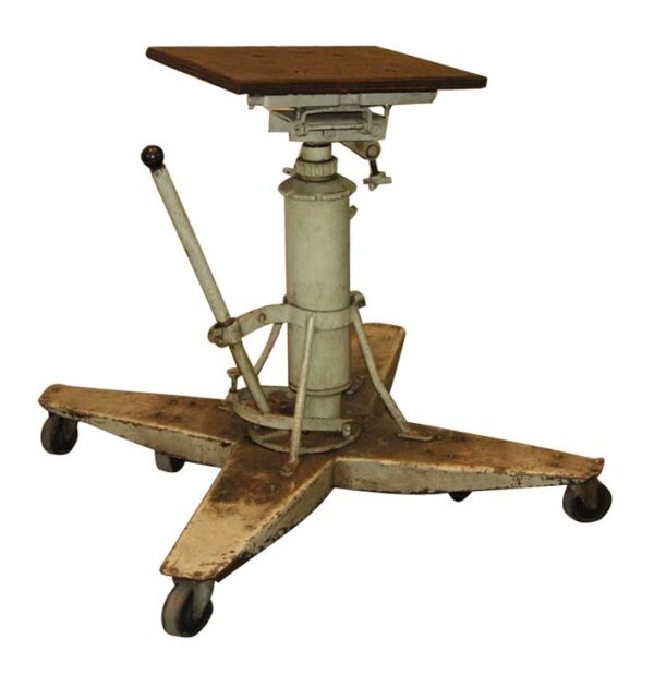 Antique Industrial Steel Rolling Table with Adjustable Height | Olde ...