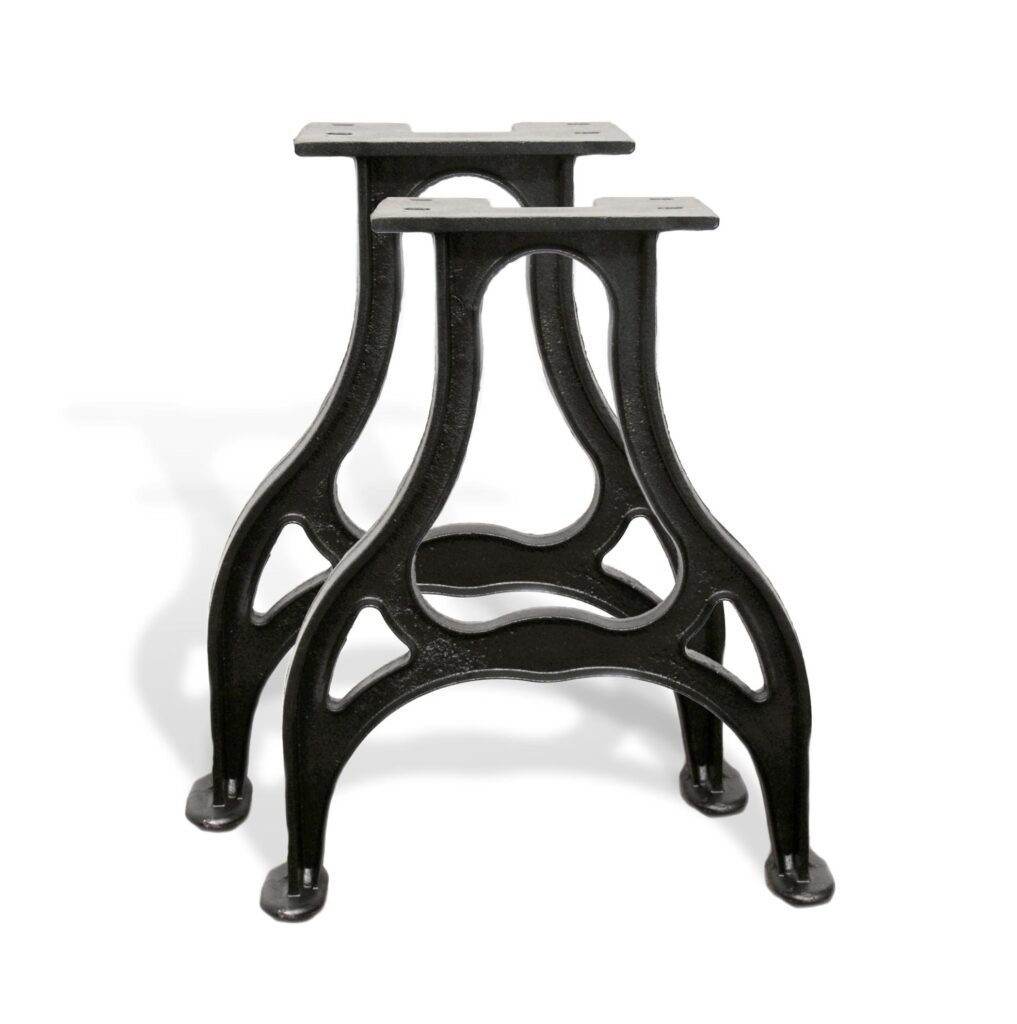 Pair of Finished Pear Shaped Industrial Machine Cast Iron Table Legs ...
