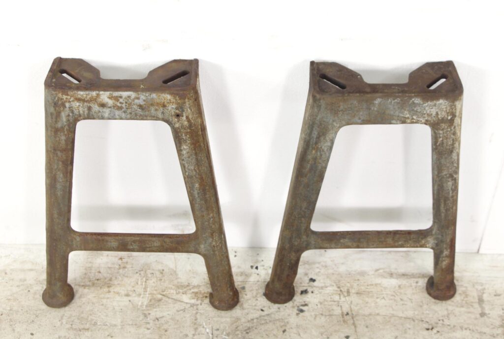 Pair of Cast Iron Industrial Antique Table Legs | Olde Good Things
