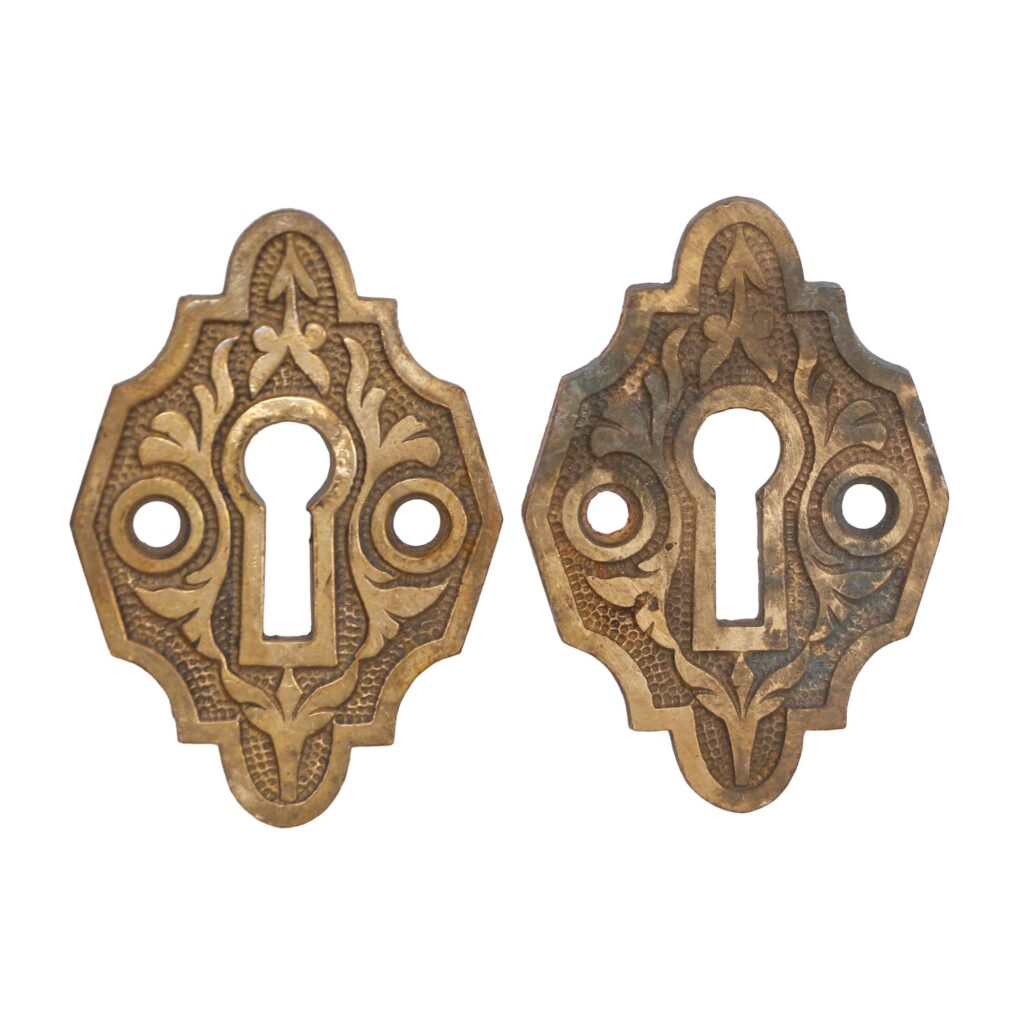 Pair of Antique Bronze Victorian Door Keyhole Covers | Olde Good Things