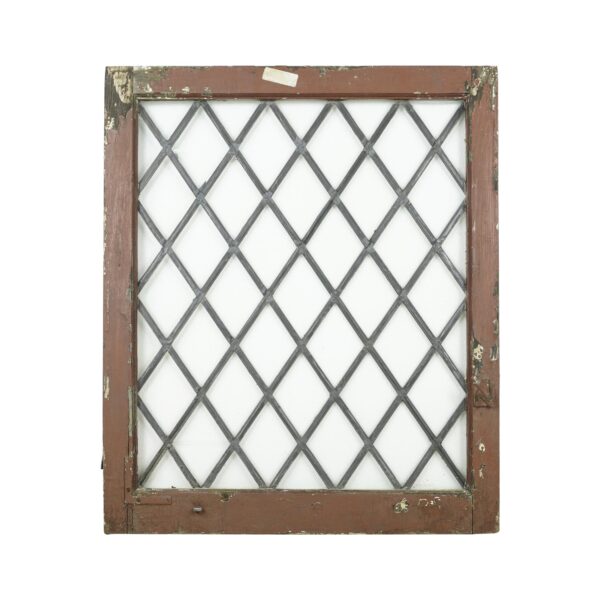 Antique Diamond Pattern Leaded Glass Pine Frame Window | Olde Good Things