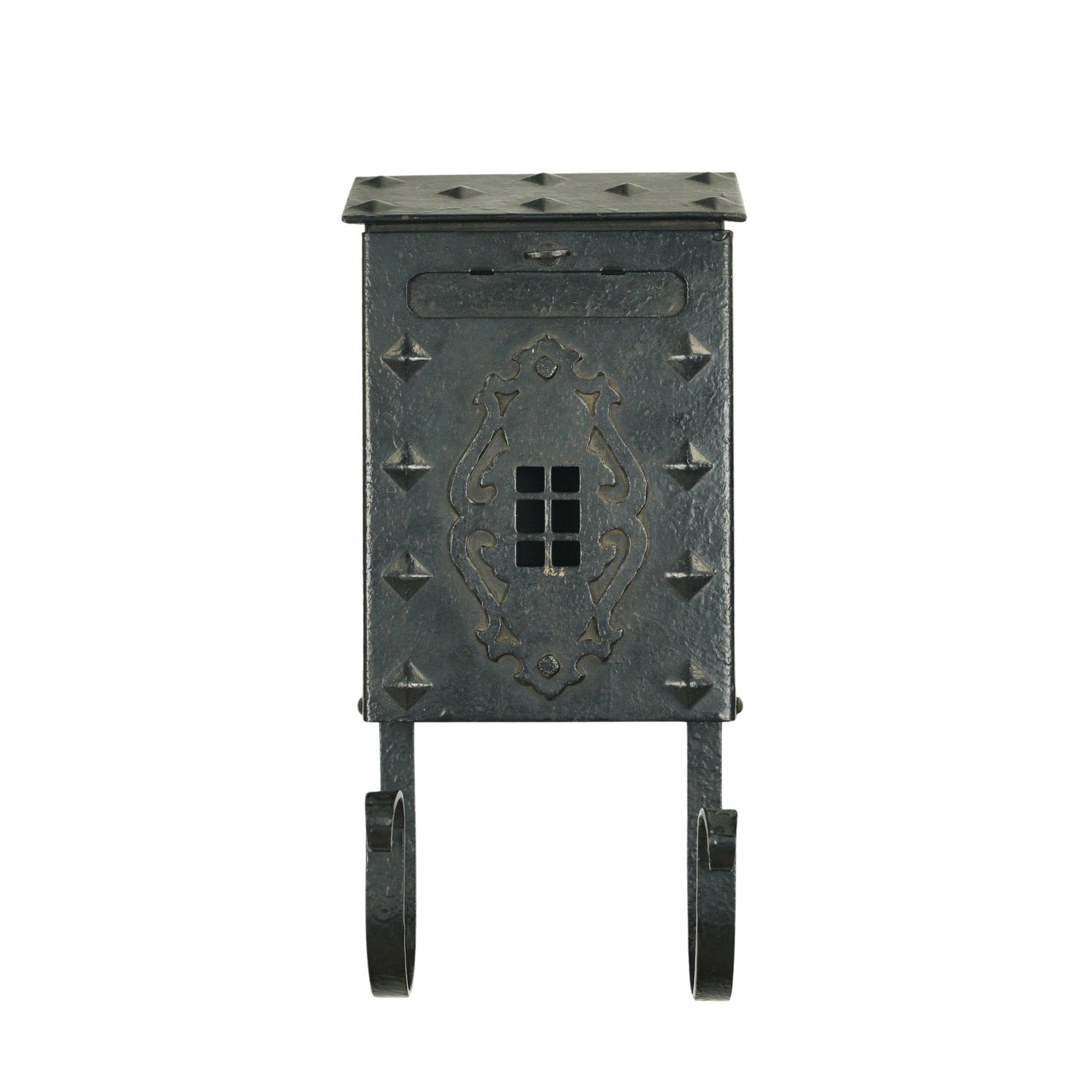 Antique Arts & Crafts Mission Wrought Iron Studded Black Mailbox | Olde ...