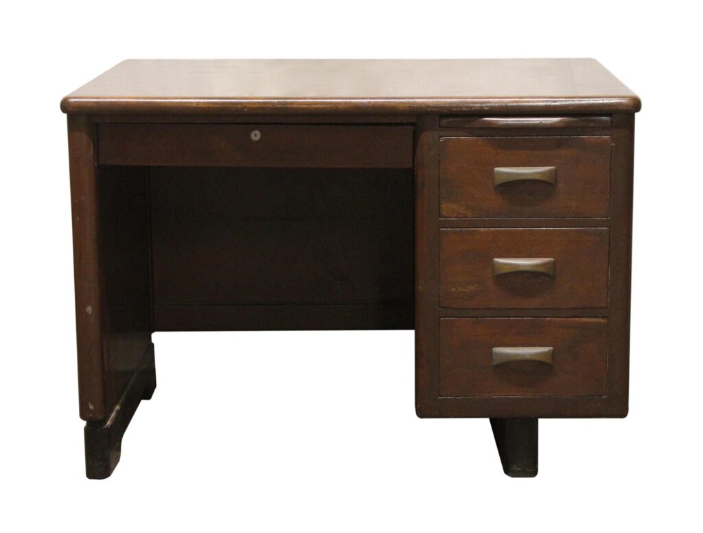 Vintage Alma Desk Co. Wise Economy 4 Drawer Wooden Desk | Olde Good Things