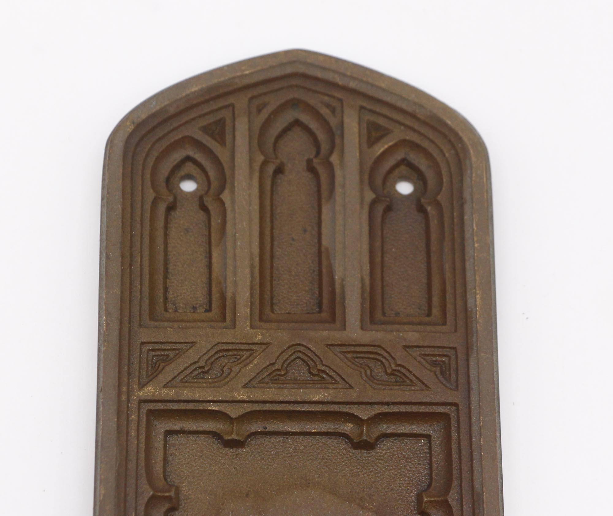 Antique 14.875 in. Sargent Gothic Bronze Door Push Plate | Olde Good Things