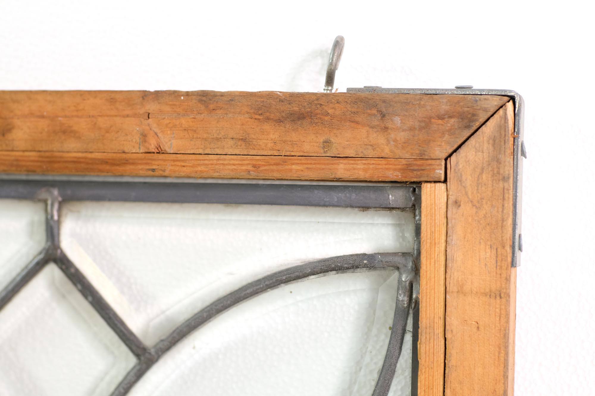 Reclaimed Beveled Leaded Glass Pine Frame Window | Olde Good Things