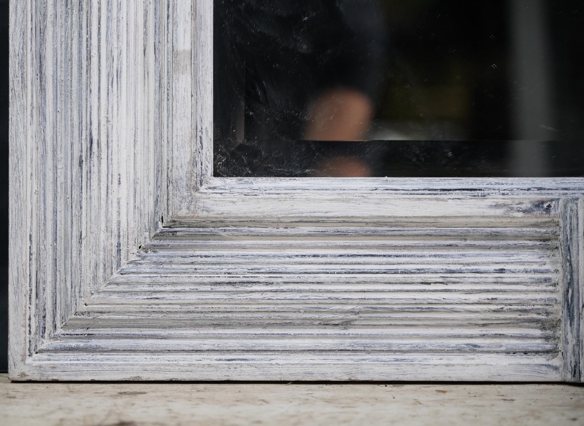 Reclaimed Distressed White Wood Molding Frame Dressing Mirror 81 x 36 ...