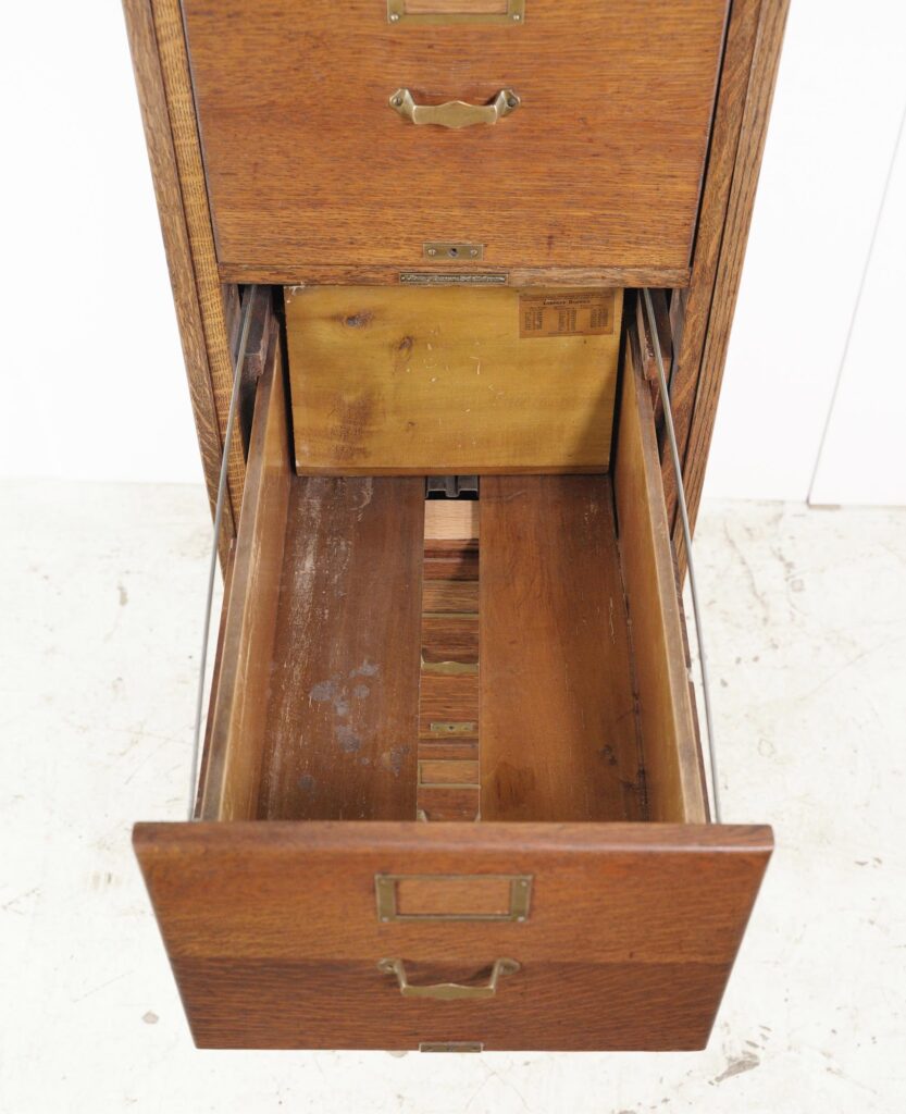 Antique Library Bureau Sole Makers Tiger Oak Wood Filing Cabinet | Olde ...