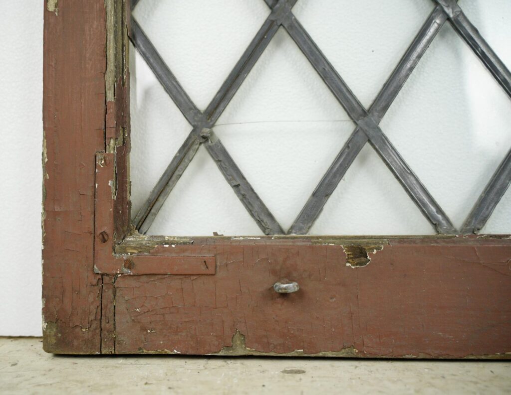 Antique Diamond Pattern Leaded Glass Pine Frame Window | Olde Good Things