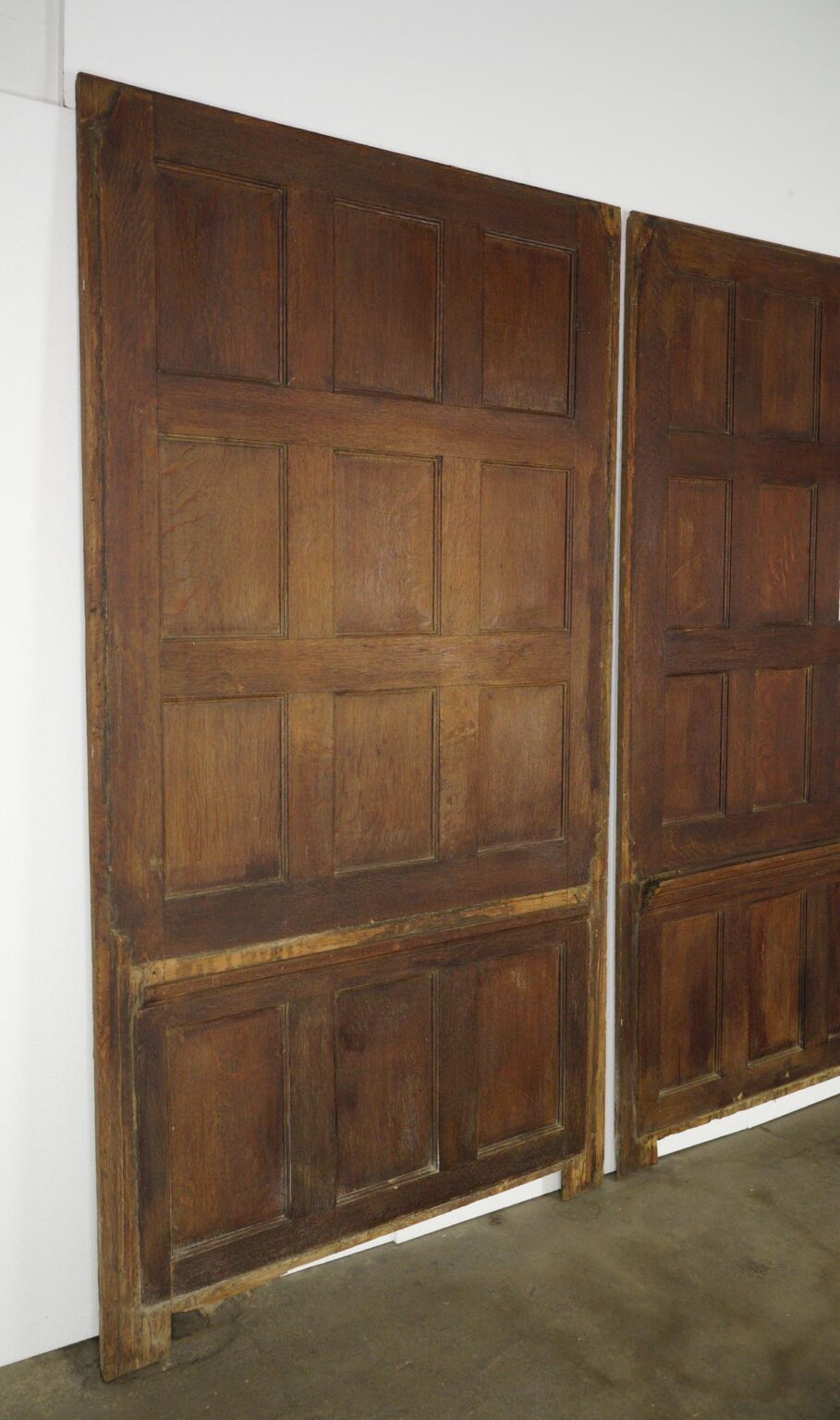 Pair of Reclaimed 98 in. Tiger Oak 12 Pane Wall Panels | Olde Good Things