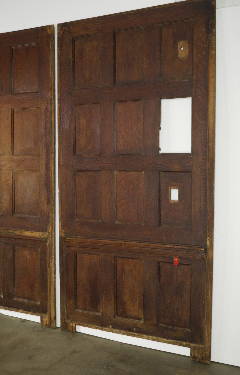 Pair of Reclaimed 98 in. Tiger Oak 12 Pane Wall Panels | Olde Good Things