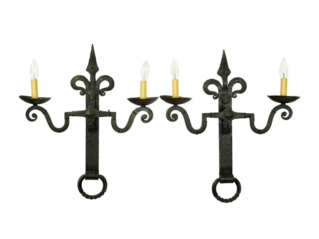 Pair of Brushed Brass Colonial Wall Sconces | Olde Good Things