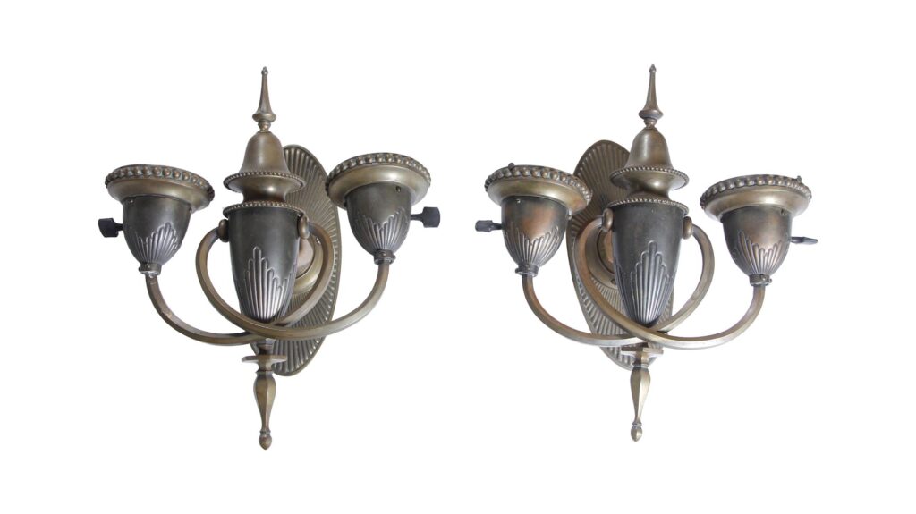 Restored Pair of Art Deco Bradley & Hubbard Bronze Wall Sconces | Olde ...
