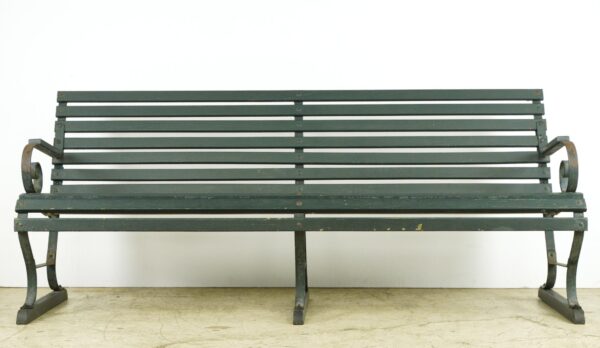 Belmont Park Horse Racetrack Green Oak & Iron Outdoor Bench | Olde Good ...