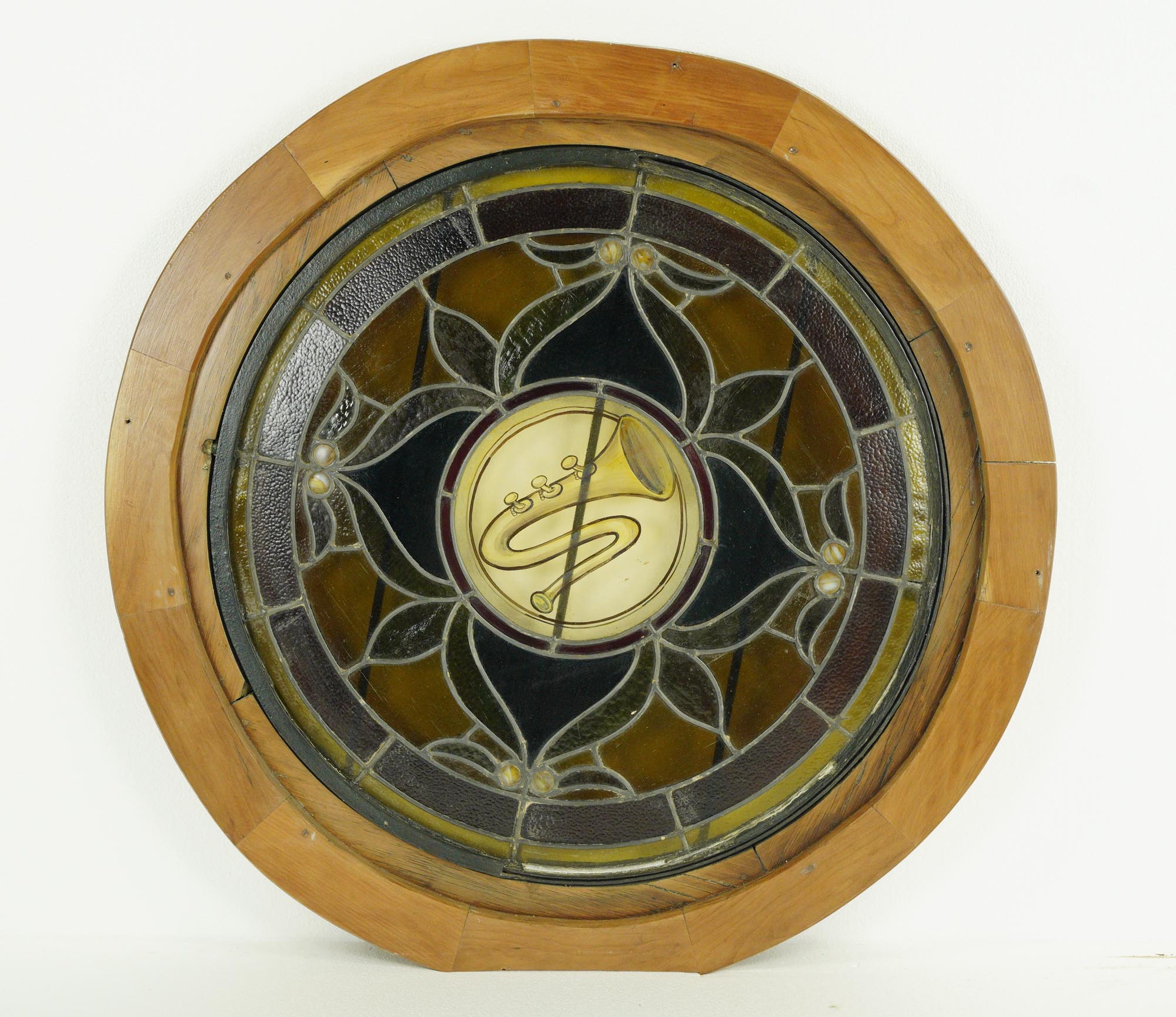 Reclaimed Circular Horn Leaded Stained Glass Window | Olde Good Things