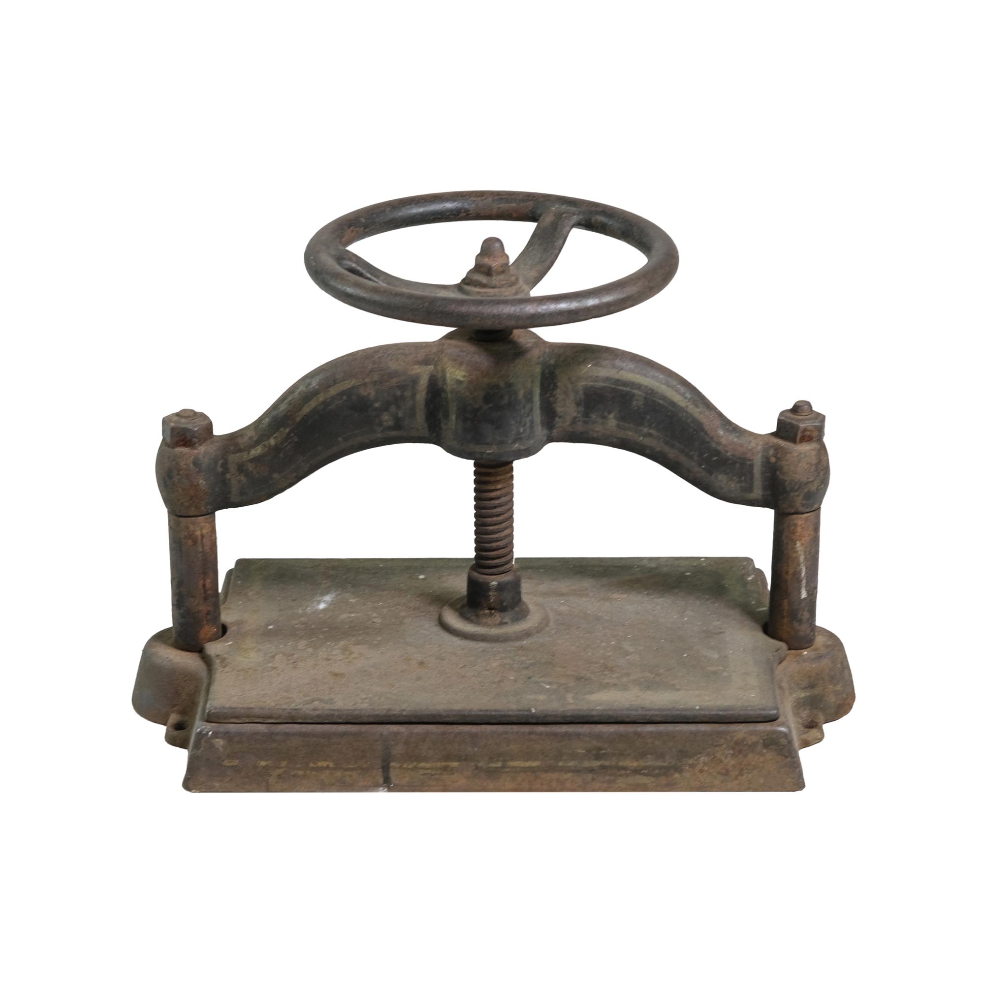 Antique 1890s Victorian Cast Iron Wheel Book Press | Olde Good Things