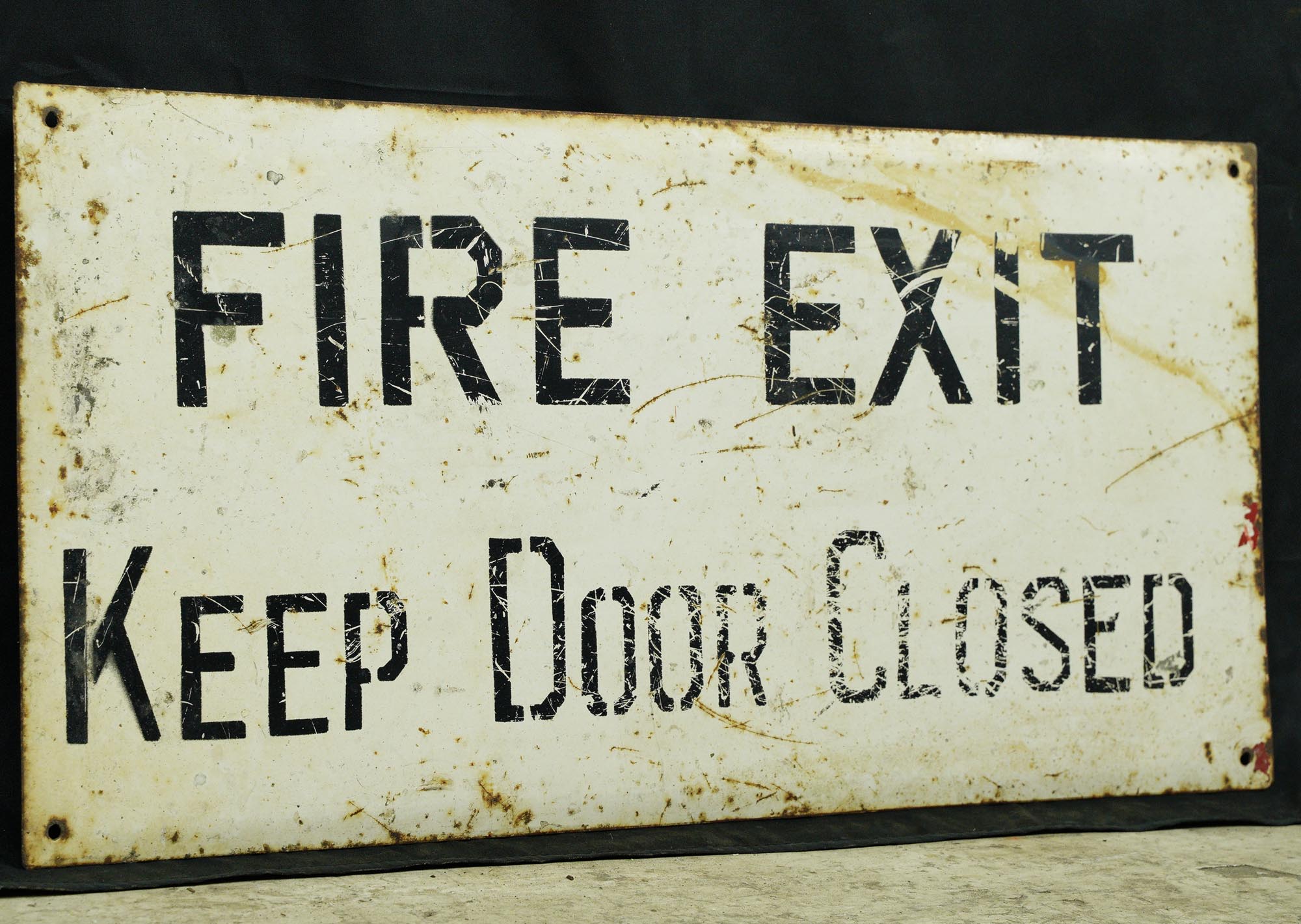 Vintage Rectangle White Steel Fire Exit, Keep Door Closed Wall Sign ...