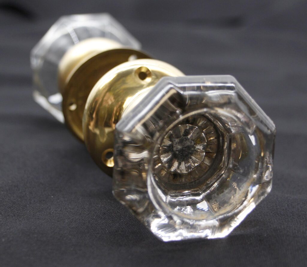 Vintage Octagon Glass Bullet Passage Door Knob Set | Olde Good Things