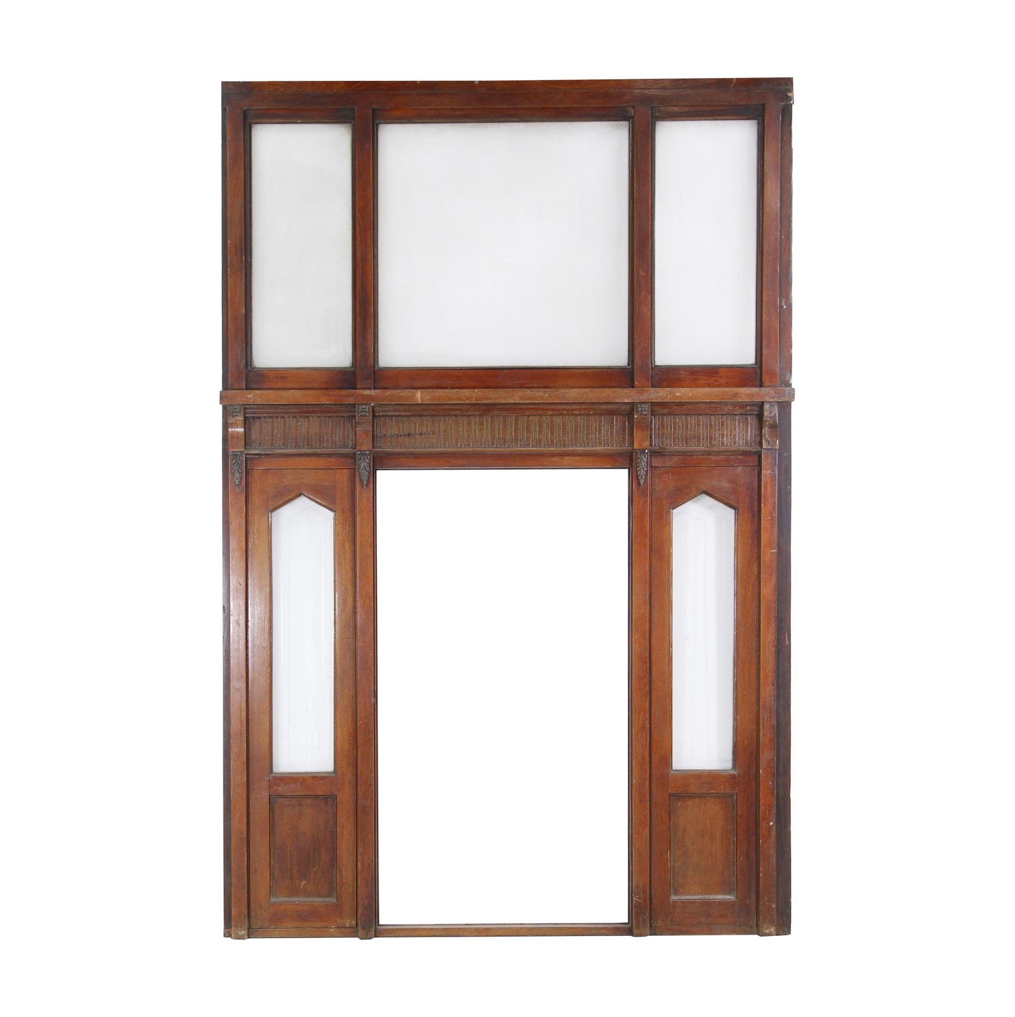 Large Door Frame with Textured Glass & Etched Glass Side Lites | Olde ...