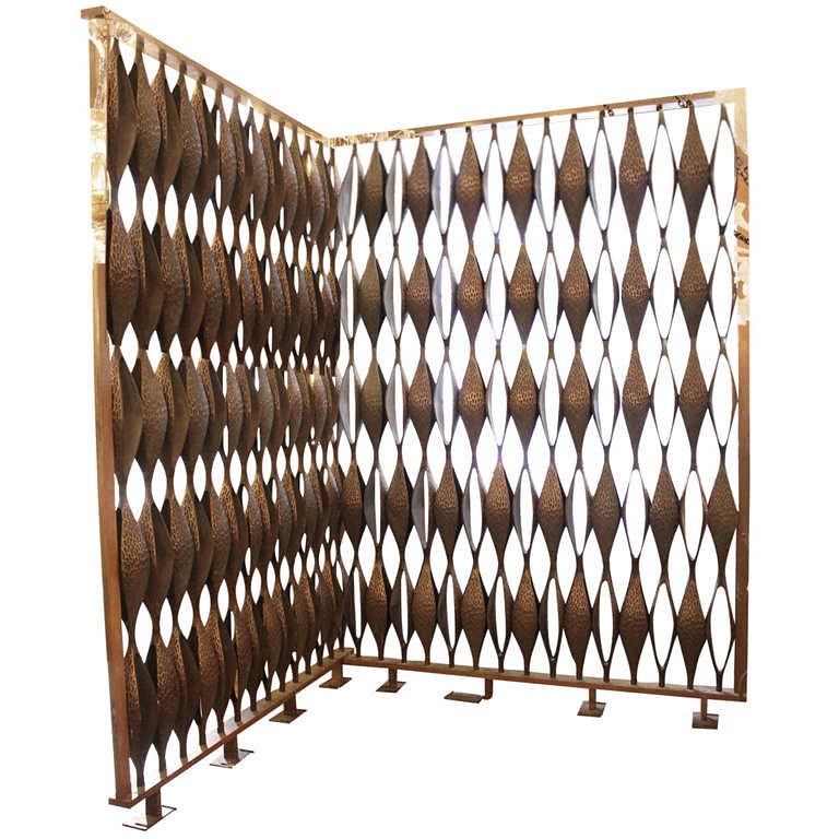 1964 Solid Cast Bronze Mid Century Modern Room Divider | Olde Good Things