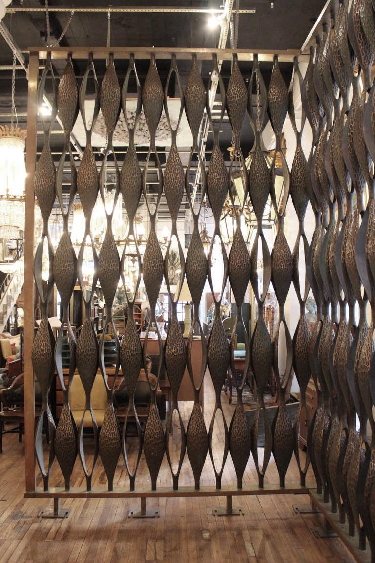 1964 Solid Cast Bronze Mid Century Modern Room Divider | Olde Good Things