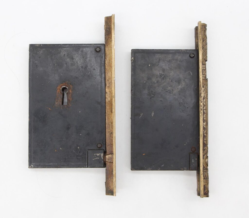 Pair of Antique Brass Branford Lock Pocket Double Door Locks | Olde ...