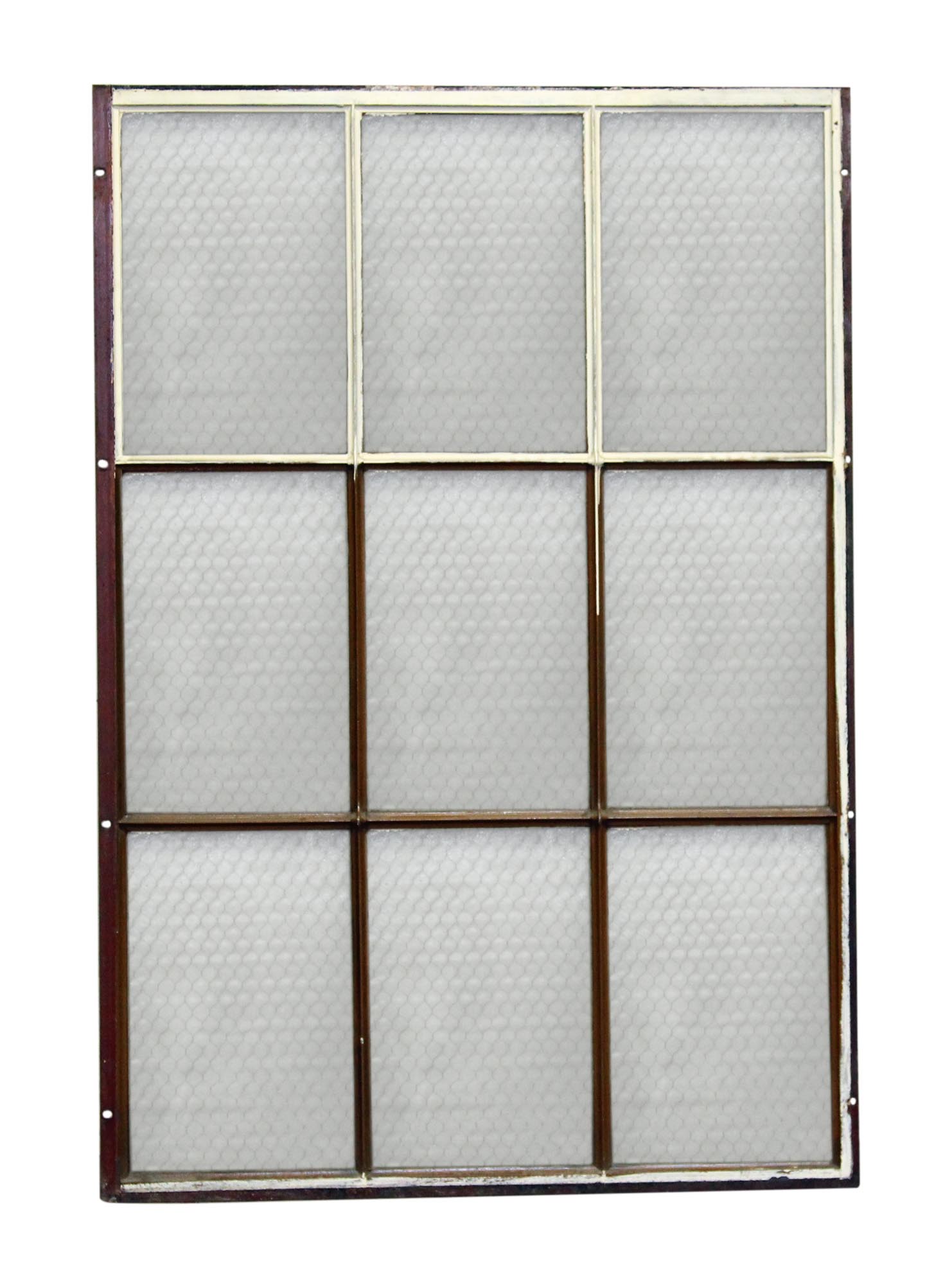 Chicken Wire Glass Nine Panel Metal Window | Olde Good Things