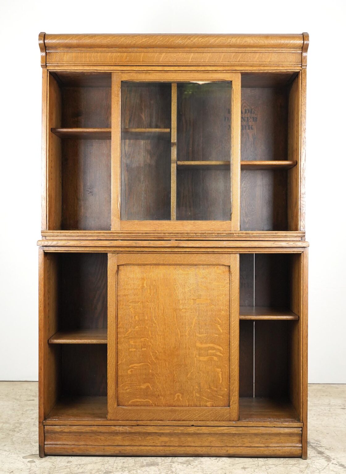 Antique 1910s Danner Furniture Tiger Oak & Glass Modular Bookcase ...