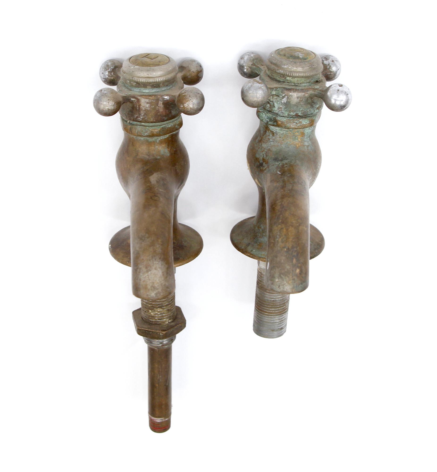 Pair of Reclaimed Nickeled Bronze Hot & Cold Spigots Faucets | Olde ...