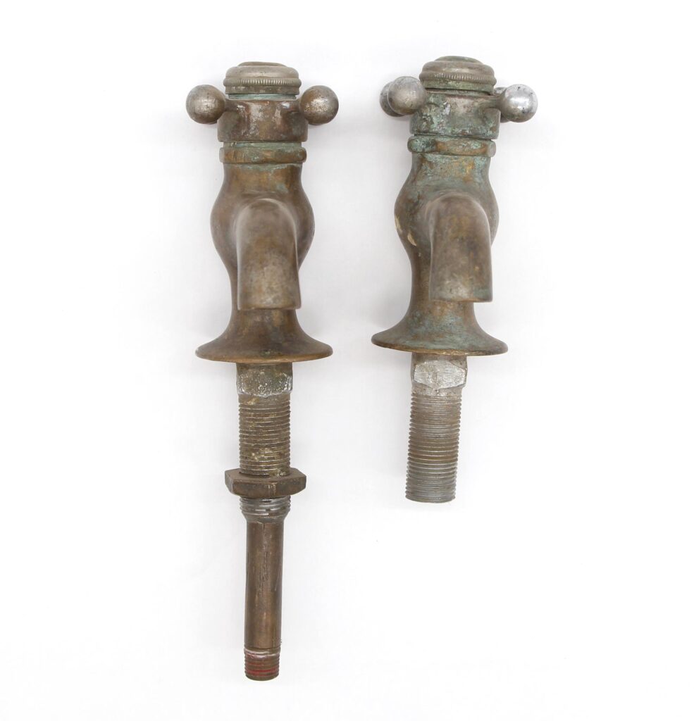 Pair of Reclaimed Nickeled Bronze Hot & Cold Spigots Faucets | Olde ...